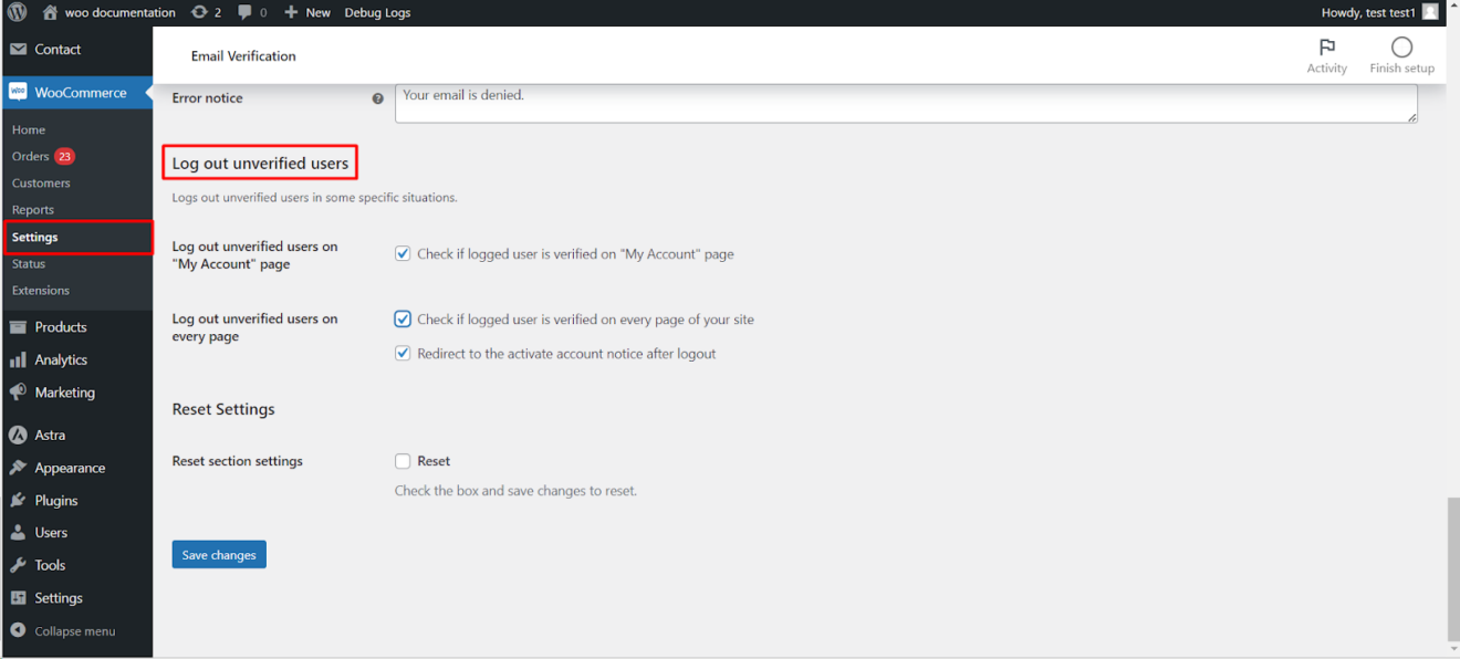 General Settings in WooCommerce Email Verification Plugin - WPFactory