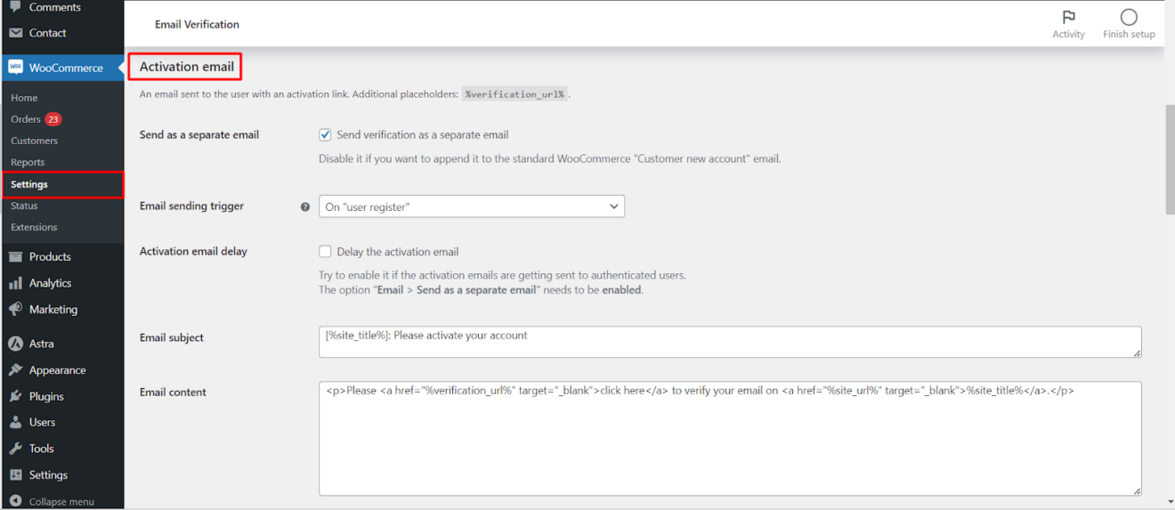 Customizing WooCommerce Email Verification Settings - WPFactory