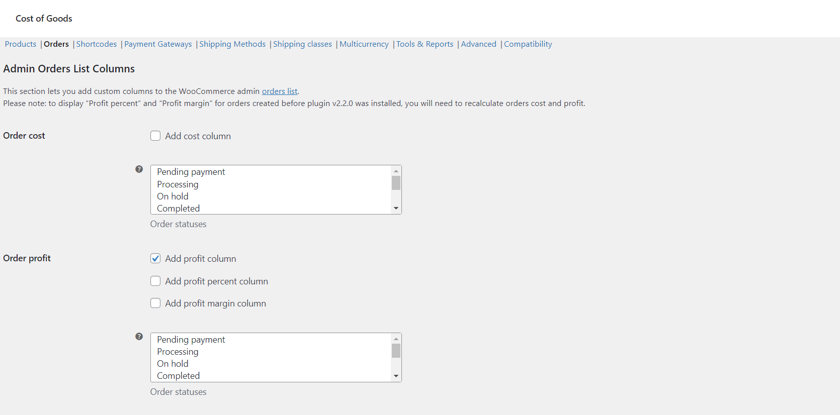 WooCommerce Cost of Goods: Product Cost & Profit Calculator Plugin - WPFactory Plugins