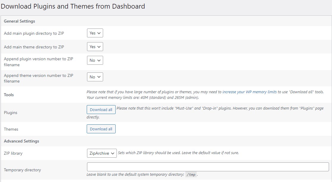 Download Plugins And Themes In Zip From Wp Dashboard Plugin Wpfactory Plugins