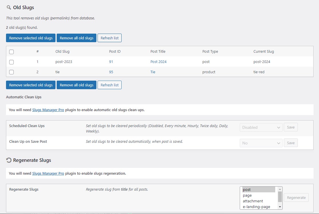 Slugs Manager Delete Old Permalinks From Wordpress Database Plugin