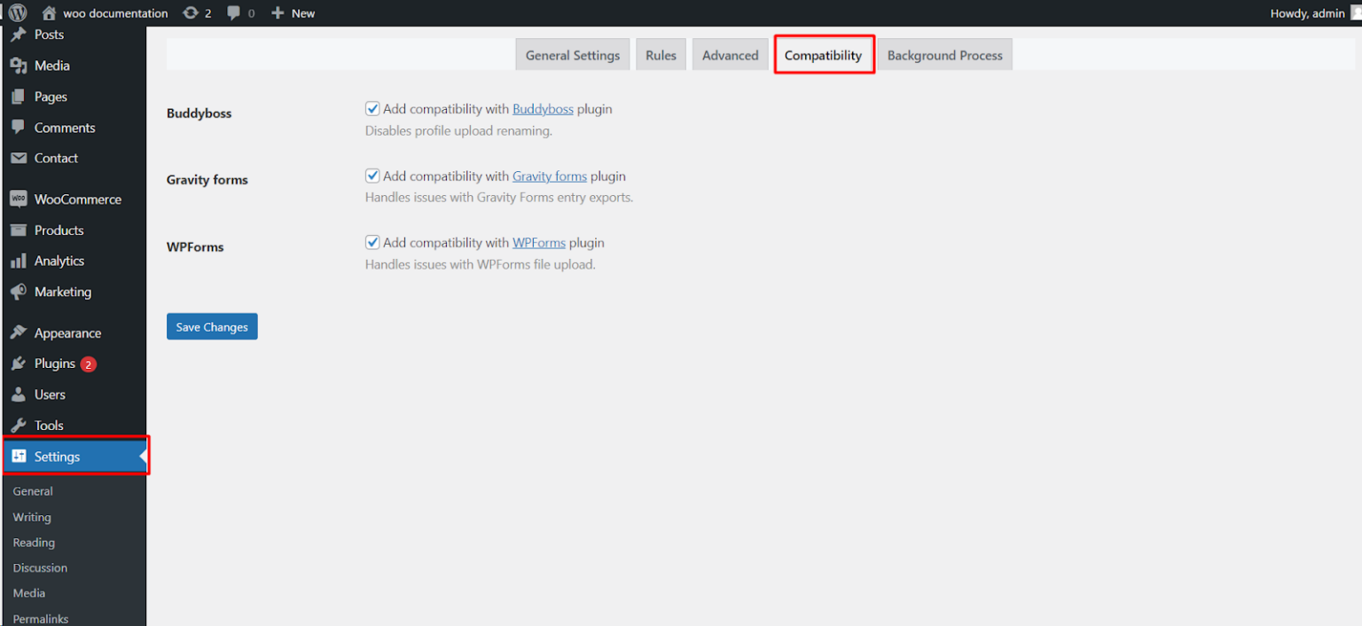 Compatibility Settings - WPFactory
