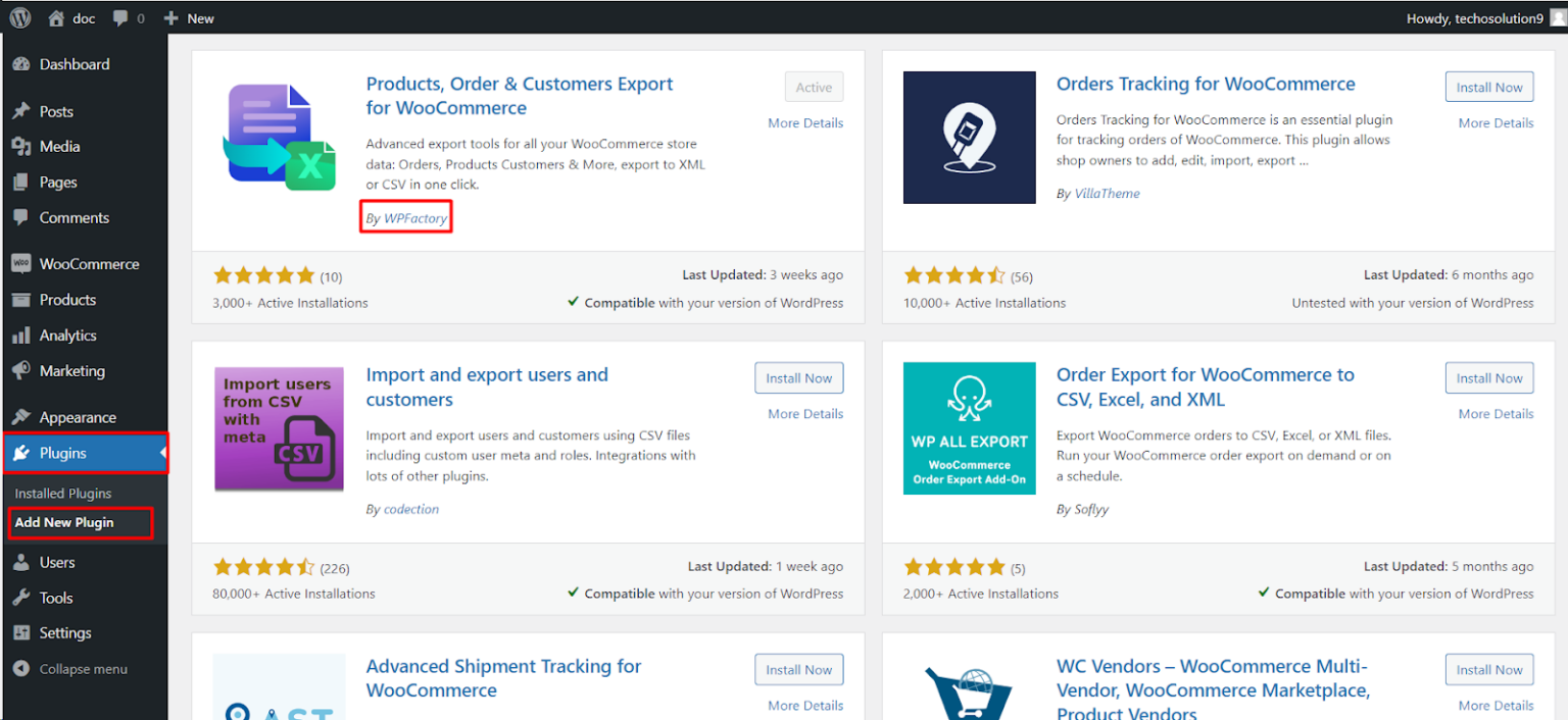 Installing and Configuring the Products & Order Export - WPFactory