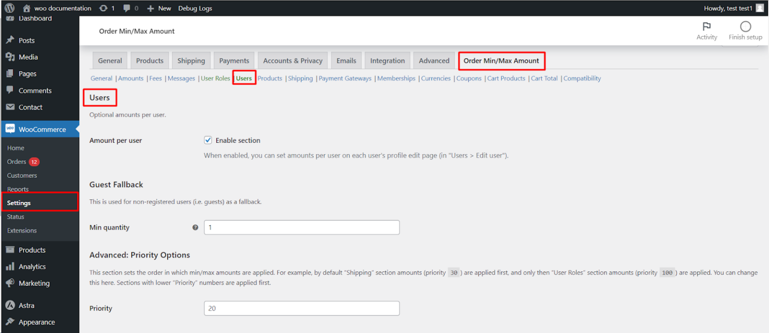 Setting Minimum Quantities per User - WPFactory