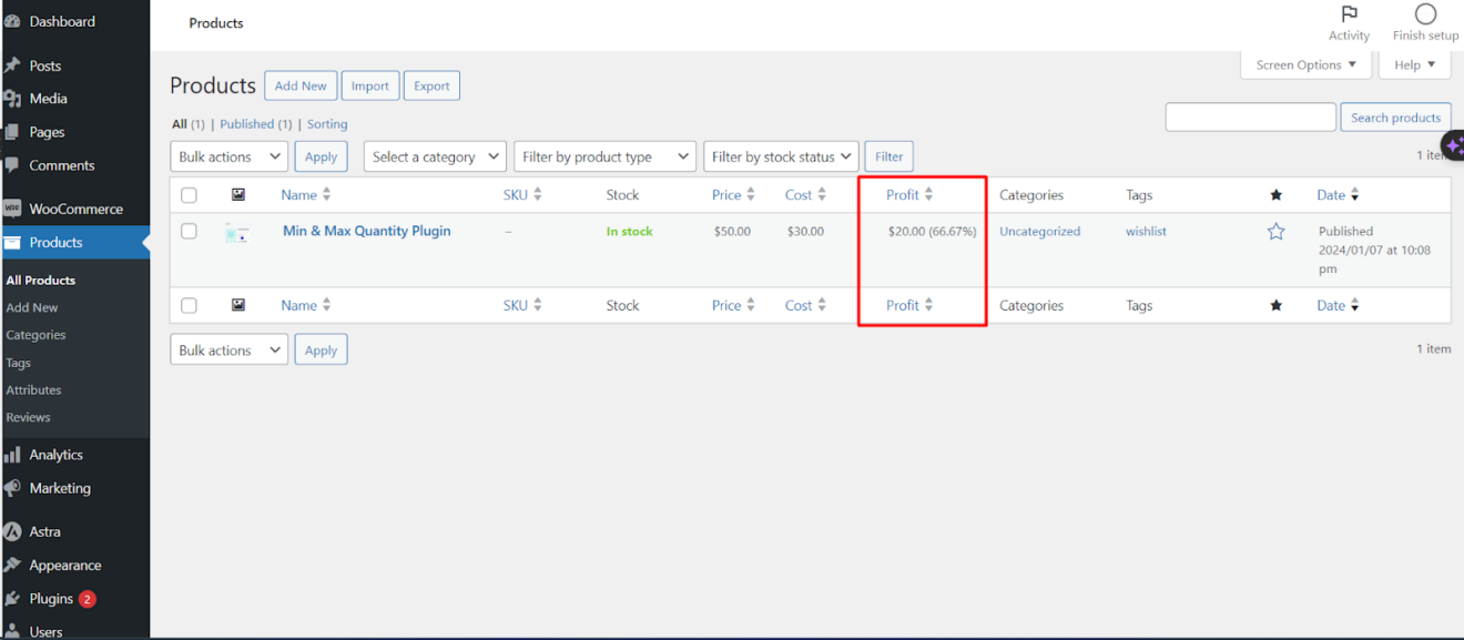 Product Profit Column to the Product Admin Page - WPFactory
