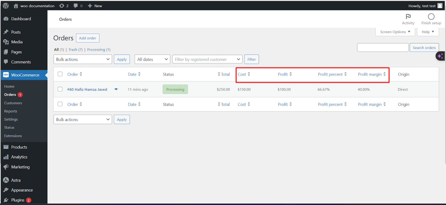Customize Admin Orders List Columns - WPFactory