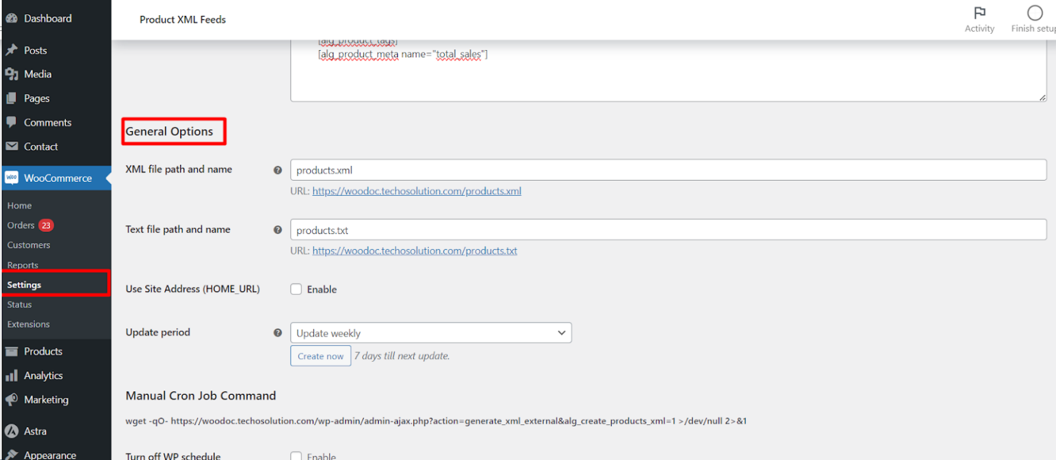 General Settings for WooCommerce Product XML Feeds - WPFactory